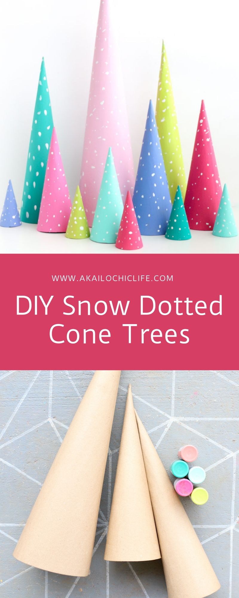 DIY Snow Dotted Cone Trees - Craft - A Kailo Chic Life