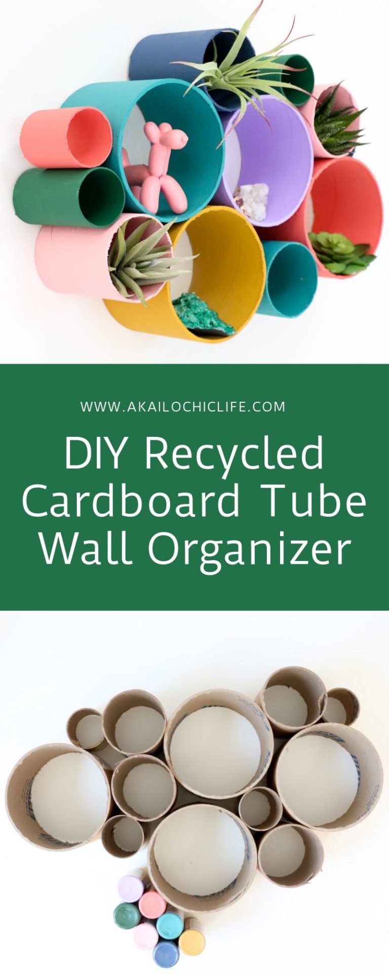 DIY Recycled Cardboard Tube Wall Organizer - A Kailo Chic Life