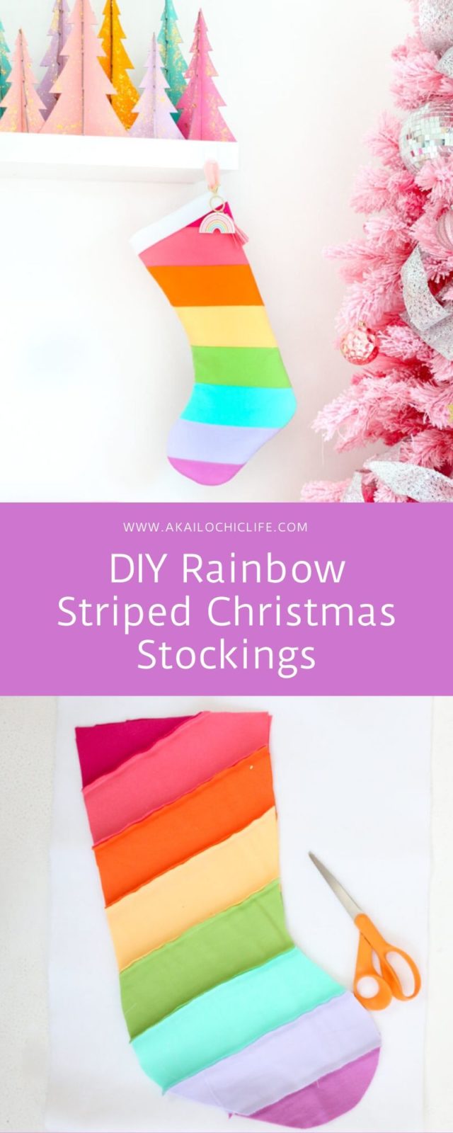 DIY Rainbow Striped Christmas Stockings - A Kailo Chic Life