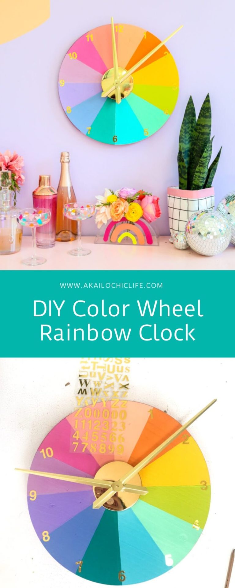 DIY Color Wheel Rainbow Clock - A Kailo Chic Life