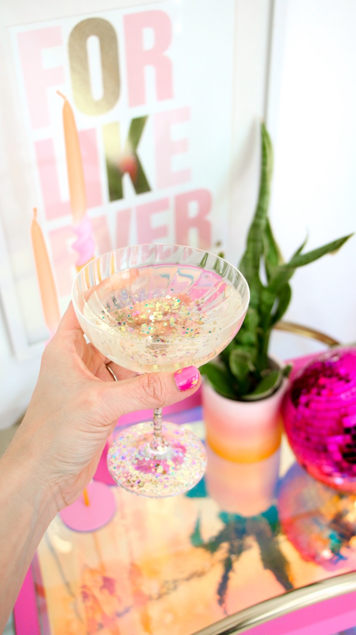 DIY Confetti Coupe Glasses - A Kailo Chic Life